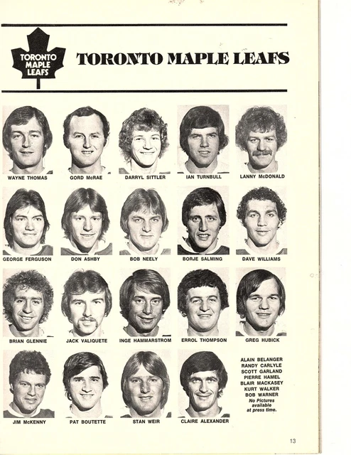 1976 - TORONTO Maple Leafs vs Vancouver Canucks NHL program $15.00 ...