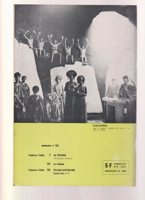 L'AVANT SCENE CINEMA N°102 La Strada / Fellini-Satyricon EUR 10,00 ...
