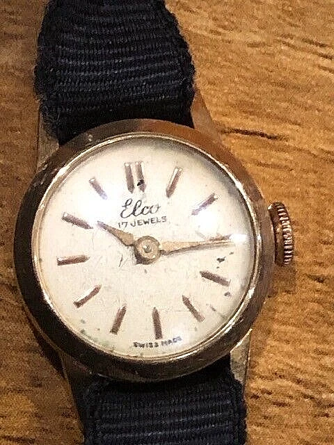 VINTAGE RARE SWISS Made Elco 17 Jewels Mechanical Ladies Canvas Watch - 18mm £14.44 - PicClick UK