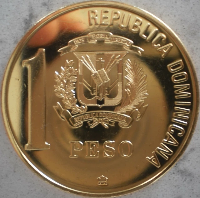 DOMINICAN REPUBLIC 1 PESO 1988 GOLDEN CLAD Dominicana Dominikanische ...