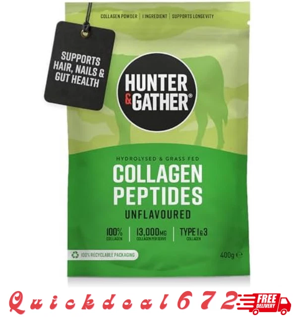 HYDROLYSED COLLAGEN POWDER 400g Grass Fed Type 1 & 3 Peptides £32.49 ...