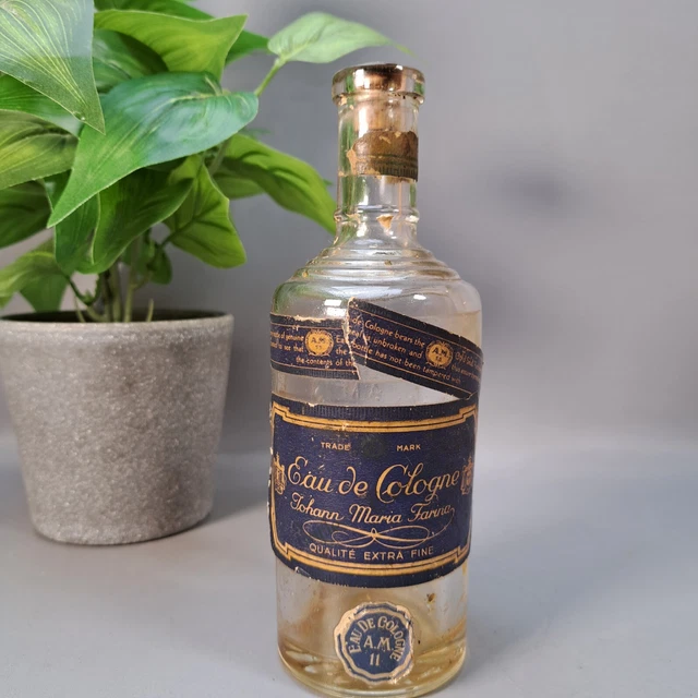 ANTIQUE VINTAGE RARE Johann Maria Farina large glass perfume bottle ...