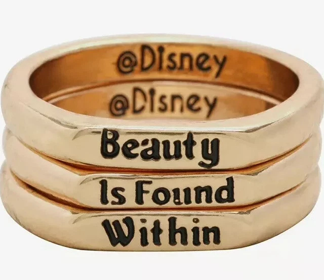 DISNEY BEAUTY AND The Beast Stackable Ring Set Beauty Is Found Within £ ...