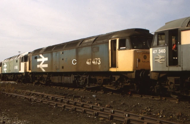 35MM SLIDE BRITISH Railway Br Diesel Class 47 - 47473 Crewe Works 17/08 ...