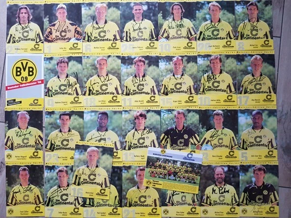1996/1997 BORUSSIA DORTMUND SIGNED AUTOGRAPH CARDS Champions League ...