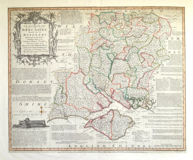 HAMPSHIRE, EMANUEL BOWEN, Royal English Atlas, Original Antique Map ...