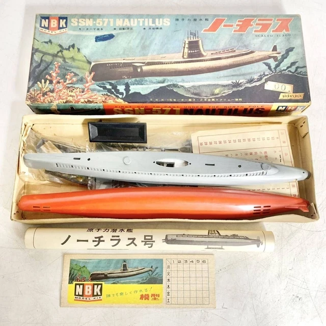 RARE VINTAGE NBK USS Nautilus SSN-571 1/300 Model Kit w/ TKK15 Motor ...