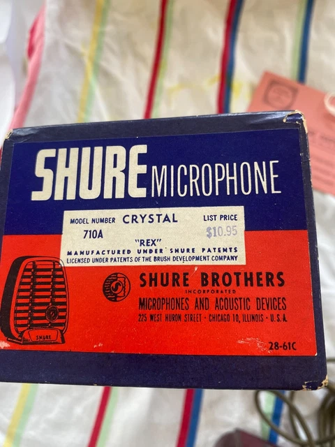 WOW !!!VINTAGE 1950'S Shure 710A "Rex" crystal microphone WITH ORIG ...