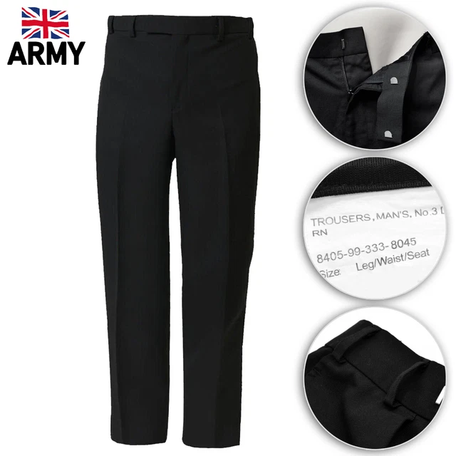 BRITISH ARMY TROUSERS Pants Uniform Royal Navy No 3 Black Lightweight ...