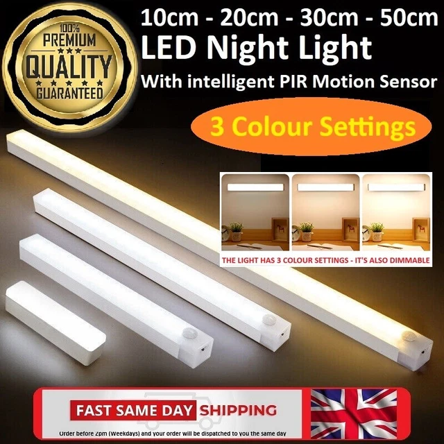 USB RECHARGEABLE LIGHT LED Motion Sensor PIR Magnetic Cabinet Bedroom ...