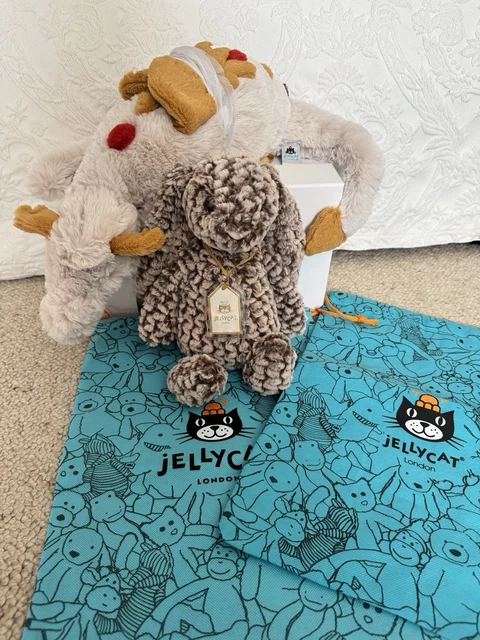 JELLYCAT OPALITE DRAGON & Luxe Pine Bunny With Protector Tags & Bags £ ...