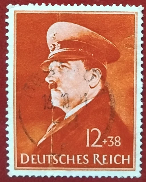 BRIEFMARKE DEUTSCHES REICH DR 52. Geburtstag Adolf Hitler mit Mütze ...