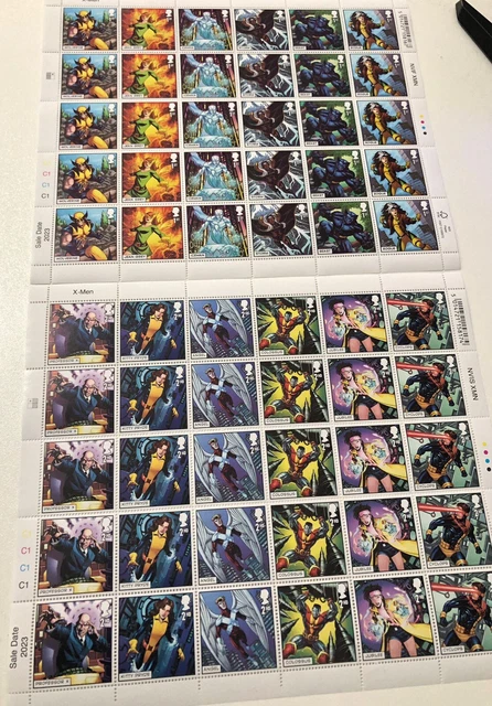 MARVEL XMEN COLLECTION Set Royal Mail 1st Class Postage 50x Stamps Both ...