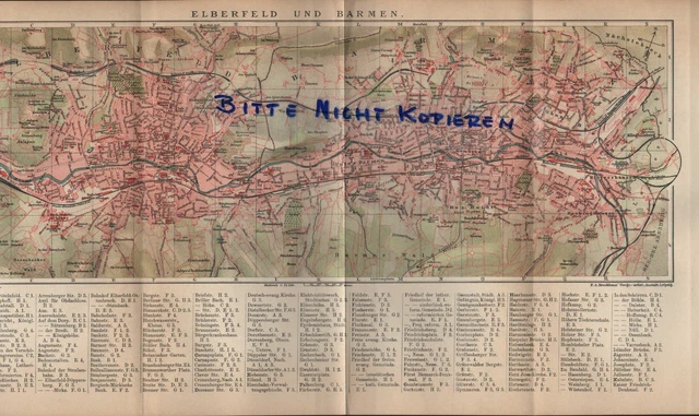 CARTE MAP 1901 : Plan ELBERFELD et BARMEN, Échelle : 1 : 22.250 EUR 14 ...