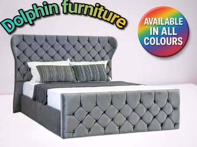 PLUSH VALVET SLEIGH bed, storage bed, chesterfield ottoman gas lift bed ...