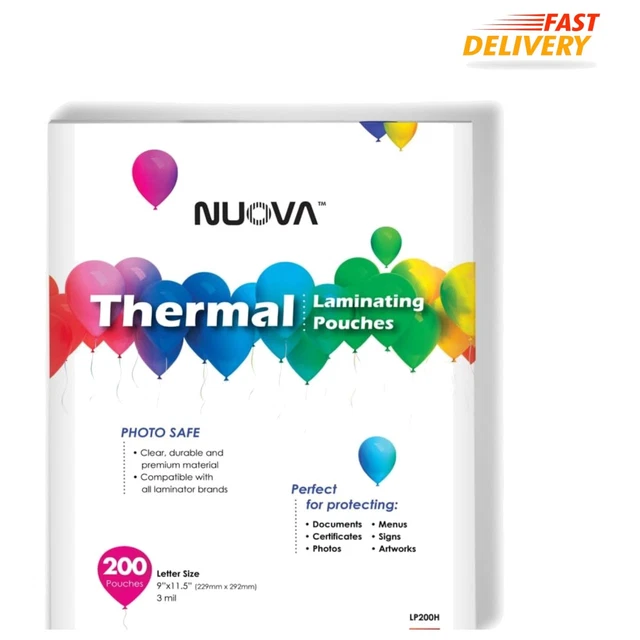 THERMAL LAMINATING POUCHES 200 Sheets, 9"x11.5", Perfect for Important ...