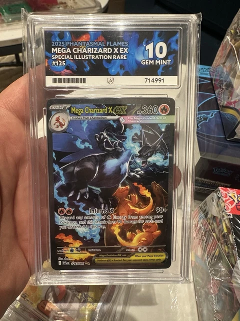 MEGA CHARIZARD X EX 125/094 Me02: Phantasmal Flames ACE 10 Perfect ...