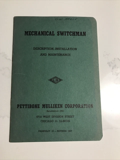 MECHANICAL SWITCHMAN RAIL Installation Maintanence Handbook 1957 Railways PMCO $15.00 - PicClick CA