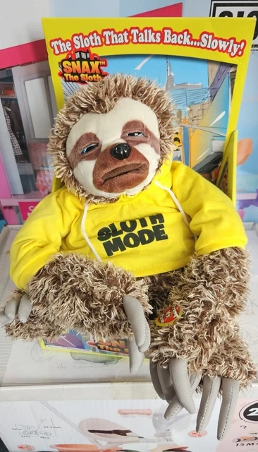 SNAX THE TALKING Sloth Plush in Yellow Hoodie Kids Soft Toy by John ...