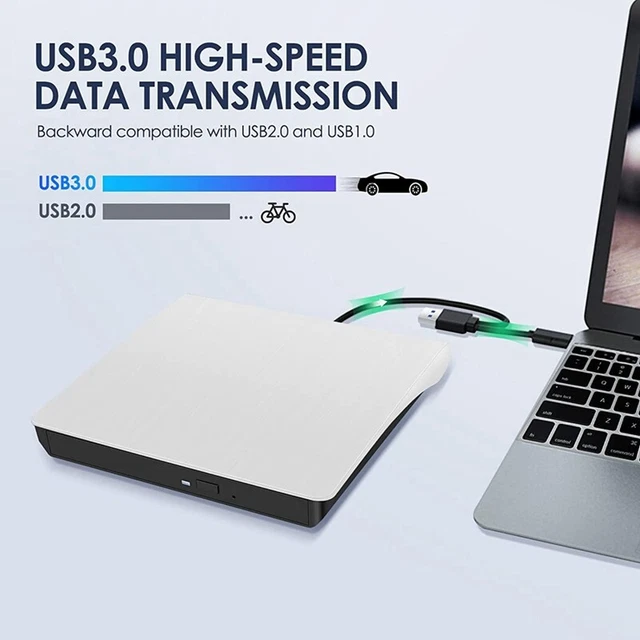 EXTERNAL CD DVD +/-RW Drive, USB 3.0 & USB-C Portable CD & DVD ROM ...