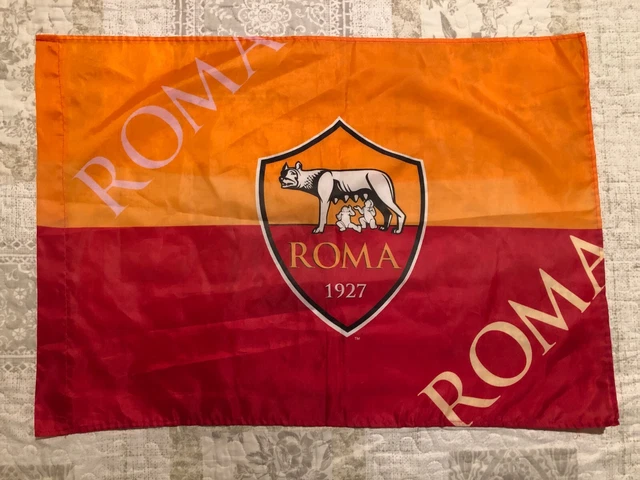 BANDIERA UFFICIALE AS ROMA CON ASOLA PER ASTA 70x50cm EUR 10,00 ...
