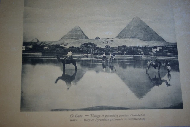 LE CAIRE VILLAGE Et Pyramide Inondation Egypte Gravure Photo -Antique ...