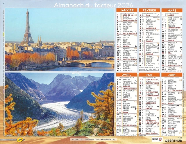 CALENDRIER DU FACTEUR 2026 - Almanach mural France & Paysages Variés ...