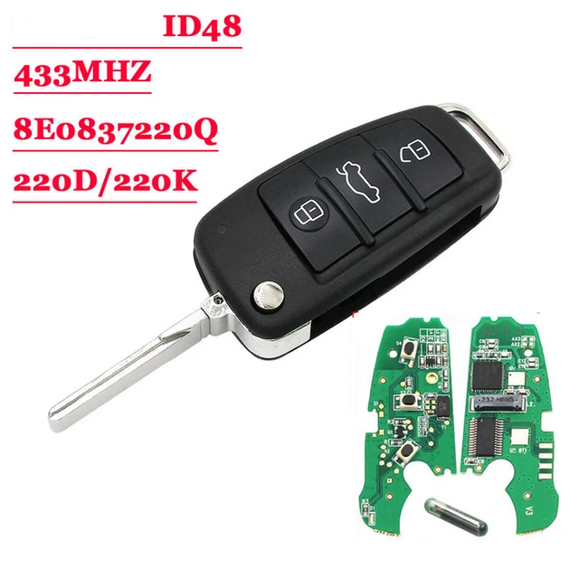 KEY GENERIC ID48 Audi A4 S4 RS4 Quattro Cabriolet 8E0837220Q 8E0837220K ...