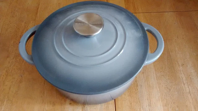 KIRKTON HOUSE GREY heavy Cast Iron enamel Casserole Dish with Lid Stew ...
