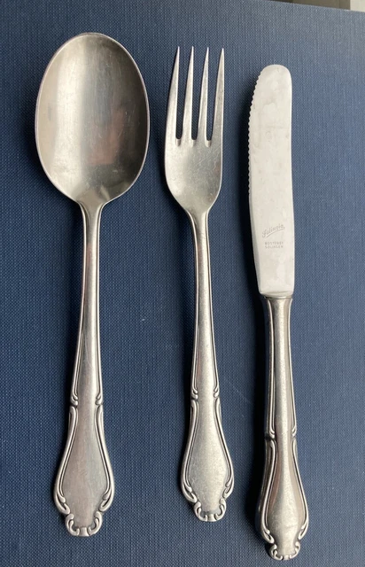 MESSER GABEL LÖFFEL Antik Silberauflage 100 Berger Solingen Rostfrei ...