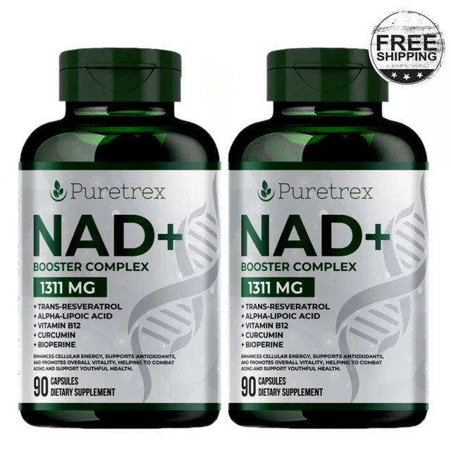 2X NAD+BOOSTER COMPLEX with Trans Resveratrol 90 Caps Anti Aging ...