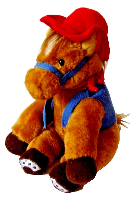 AURORA BROWN HORSE With Red Hat, Bandana Plush Stuffed Animal Toy $25. ...