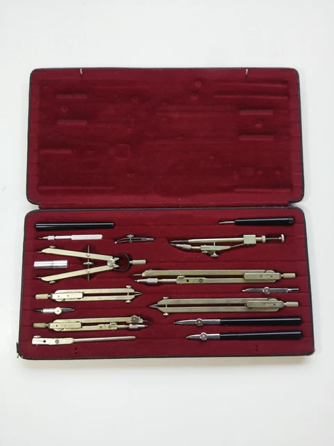 VINTAGE DRAFTING TECHNICAL Drawing Instruments Compass Set Richter ...
