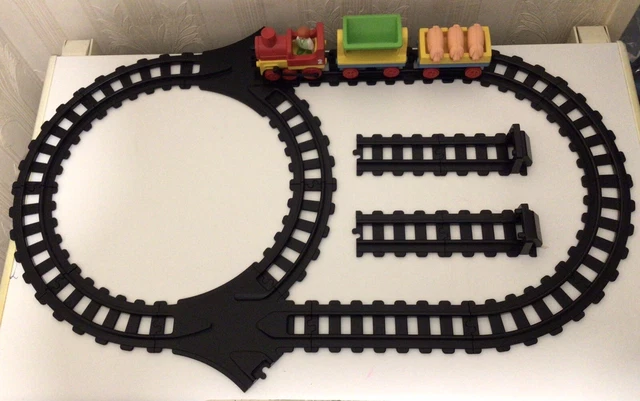 PLAYMOBIL 123 FREIGHT Train Set 6910 Train Carriages Pigs Track 1990 ...