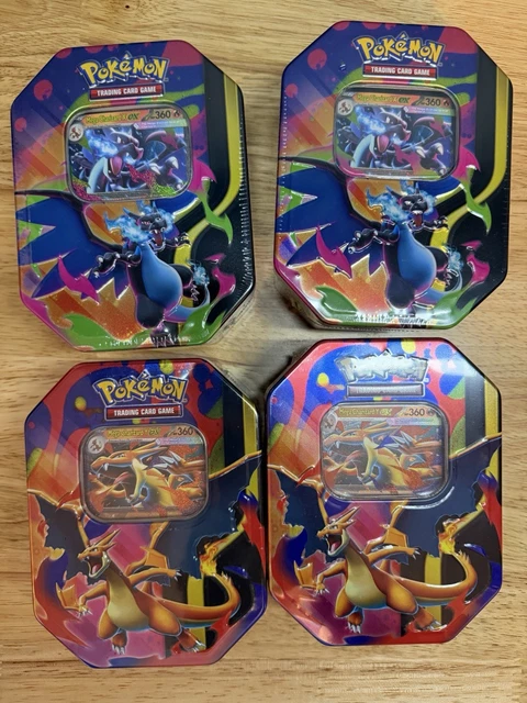 POKÉMON TCG: MEGA Charizard Y ex & X ex Tin Bundle - 4 Tins New Sealed ...