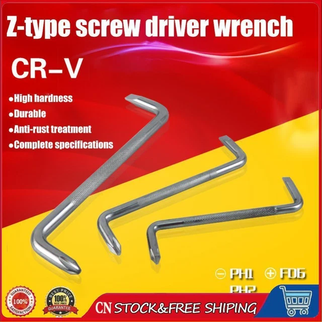 RIGHT ANGLE ELBOW Screwdriver Z-shaped Mini Dual-purpose Phillips ...