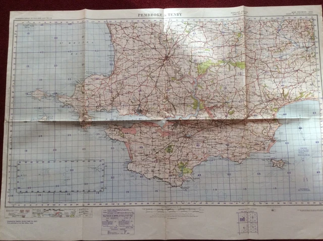 WW2 BATTLE OF Britain Military Issue Map 1940 Pembroke & Tenby, Wales ...