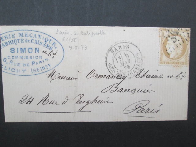 LETTRE AU N°55 type Cérès TTB cachet de Paris du 9/05/1873 EUR 1,00 - PicClick FR