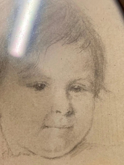 ANTIQUE STUDY OF infant portrait , original drawing, framed,glazed £90. ...