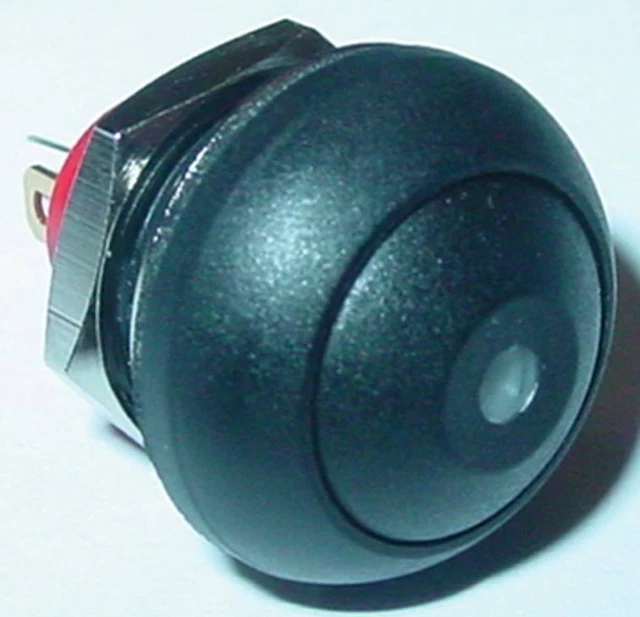 MINI BOUTON-POUSSOIR AVEC DEL rouge, bouton DEL, fermeture, appuyez-ON ...