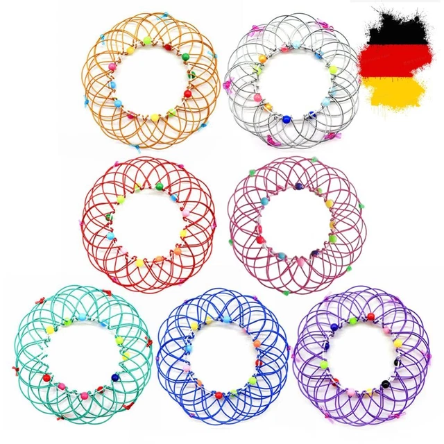 QHAPPY KID MANDALA Fidget Toys Flower Basket Steel Ring Anti-Stress Toy ...