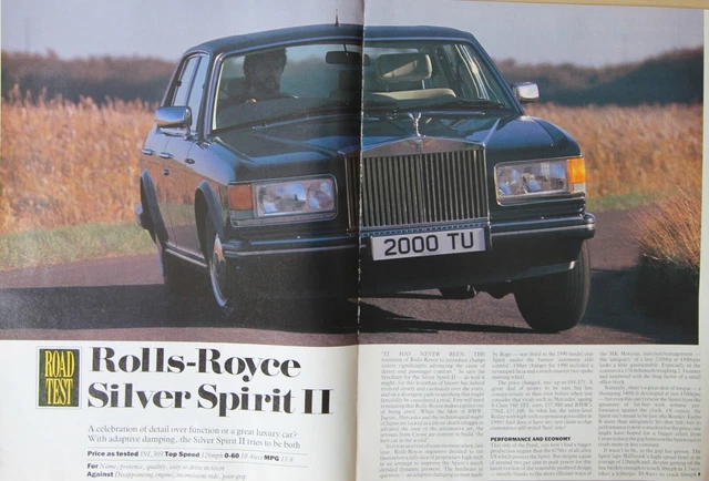 ORIGINAL 1990 ROLLS-ROYCE SILVER SPIRIT II Autocar magazine road test £ ...