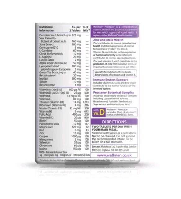 VITABIOTICS WELLMAN PROSTACE 60 Tablets £13.80 - PicClick UK