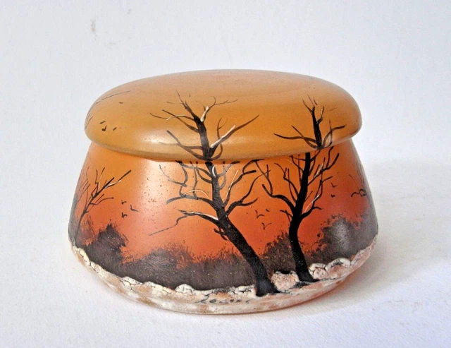 LEGRAS, ÉCOLE DE NACY: RUNDE DECKELDOSE "PAYSAGE EN HIVER" 1900 ...