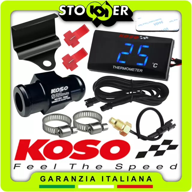 TERMOMETRO UNIVERSALE KOSO RACCORDO 22mm SENSORE M10x1 STAFFA MOTO ...