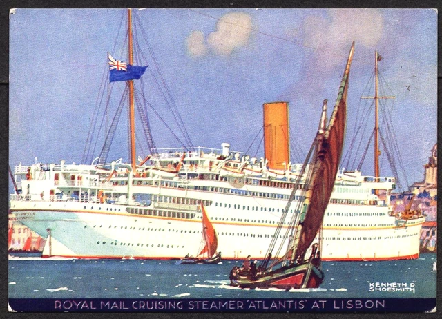 ARTIST SIGNED KENNETH Shoesmith Postcard Royal Mail Line Rms Atlantis ...