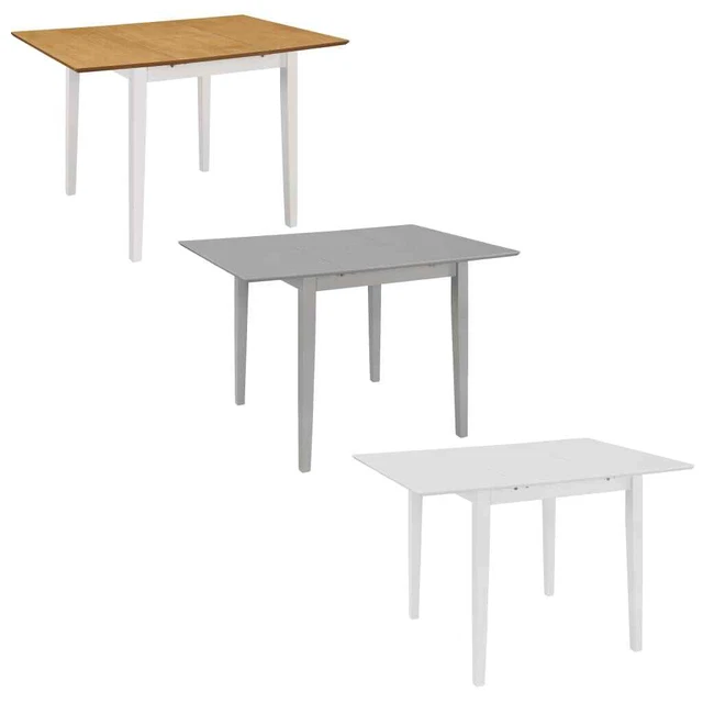 EXTENDABLE DINING TABLE White 80-120cm MDF Square Kitchen Dinner Stand ...