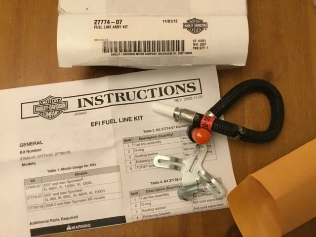 OEM HARLEY-DAVIDSON SPORTSTER fuel line kit injection 27774-07 883 1200 ...