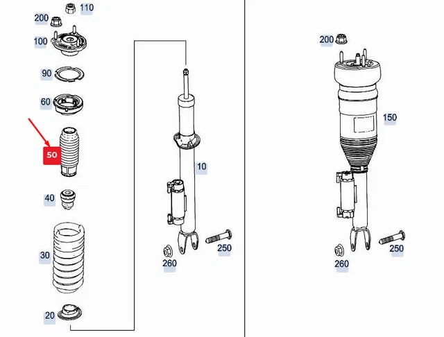 MERCEDES-BENZ GLE W167 Front Shock Absorber Protect Tube A1673230098 ...