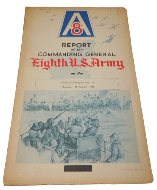 WWII 1945 REPORT Commanding General 8th Army Mindoro Marinduque ...